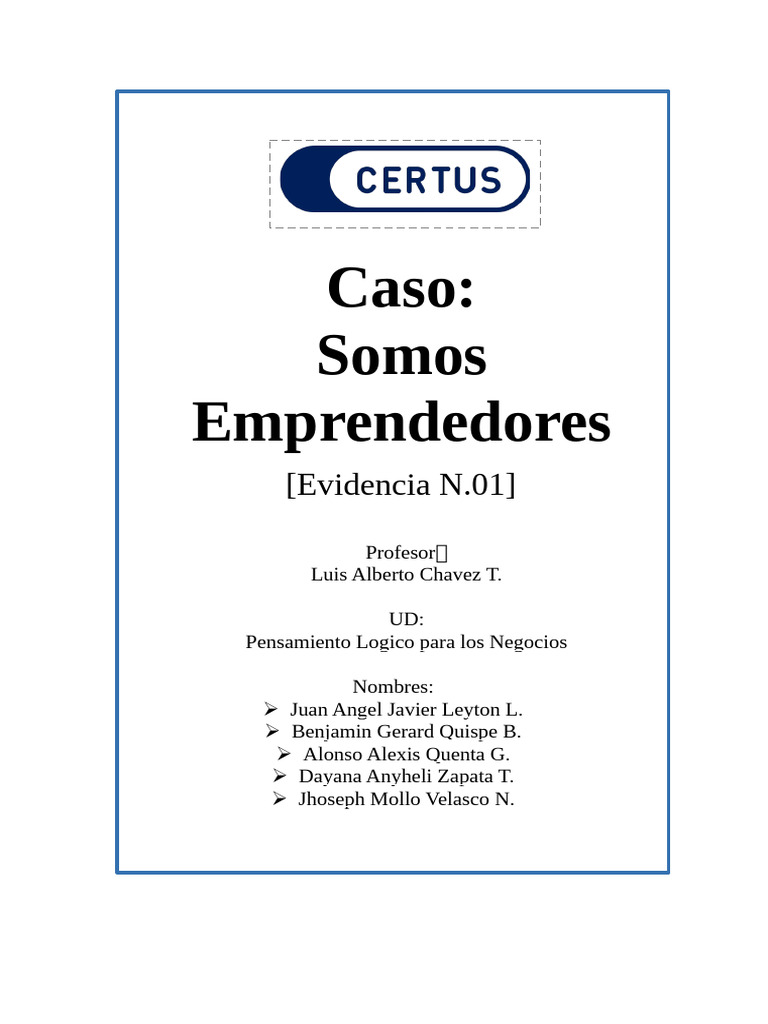 Evidencia 01 Pensamiento Logico | PDF | Business