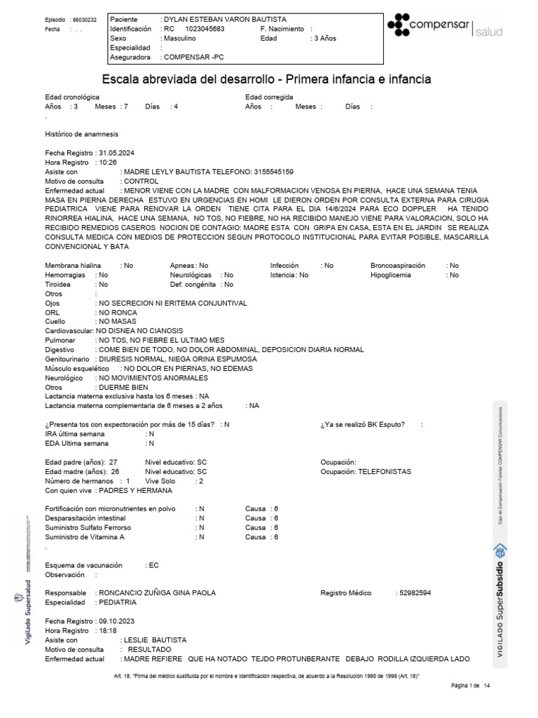 Rc1023045683 Historico Pms | PDF | Tórax | Tos