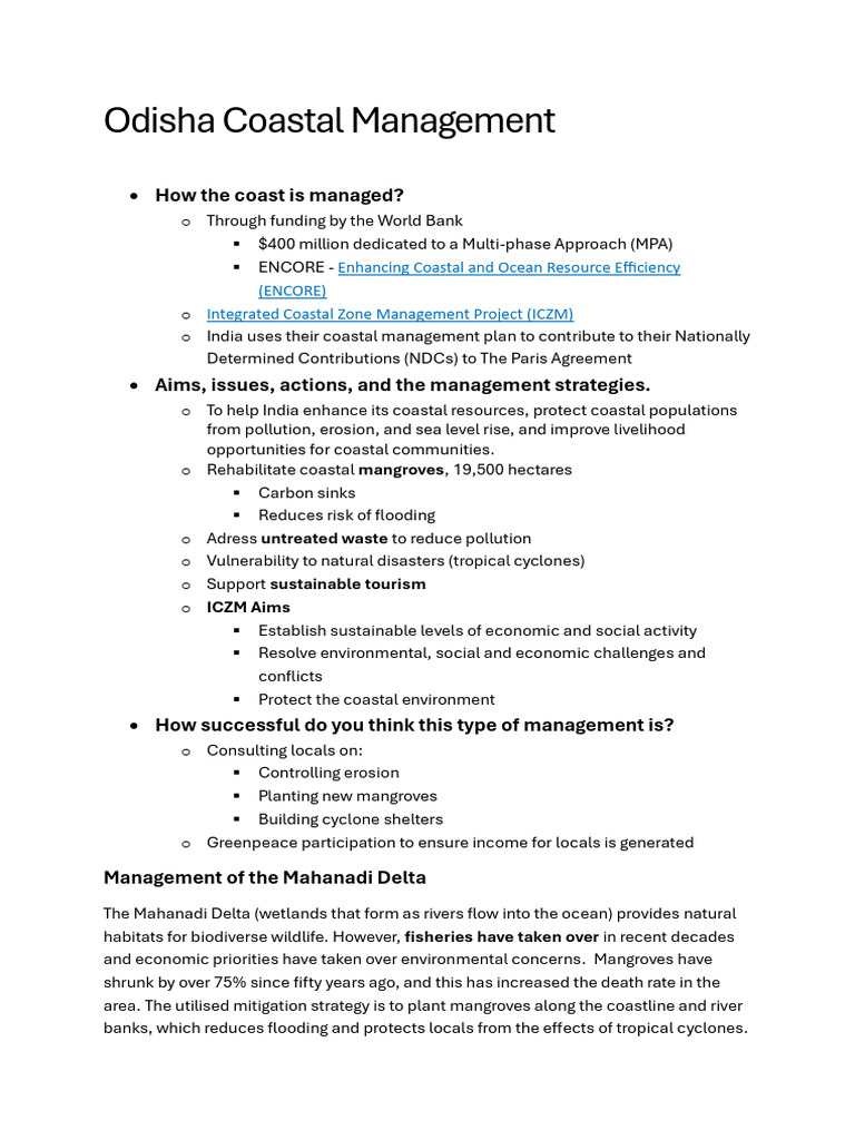 Odisha Coastal Management | PDF