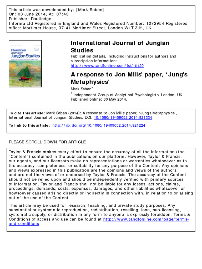 A Response To Jon Mills Paper Jungs Meta | PDF | Metaphysics | Carl Jung