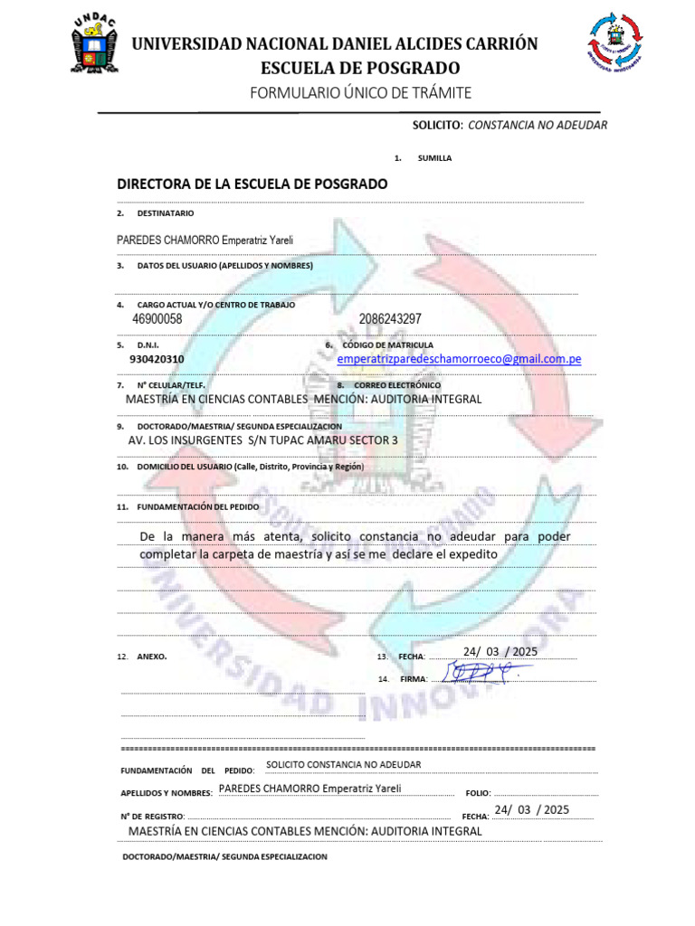 Fut Solicito No Adeudar | PDF