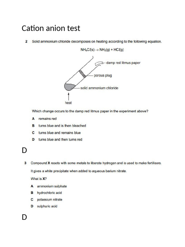 Cation Anion Test 5070 d26 | PDF