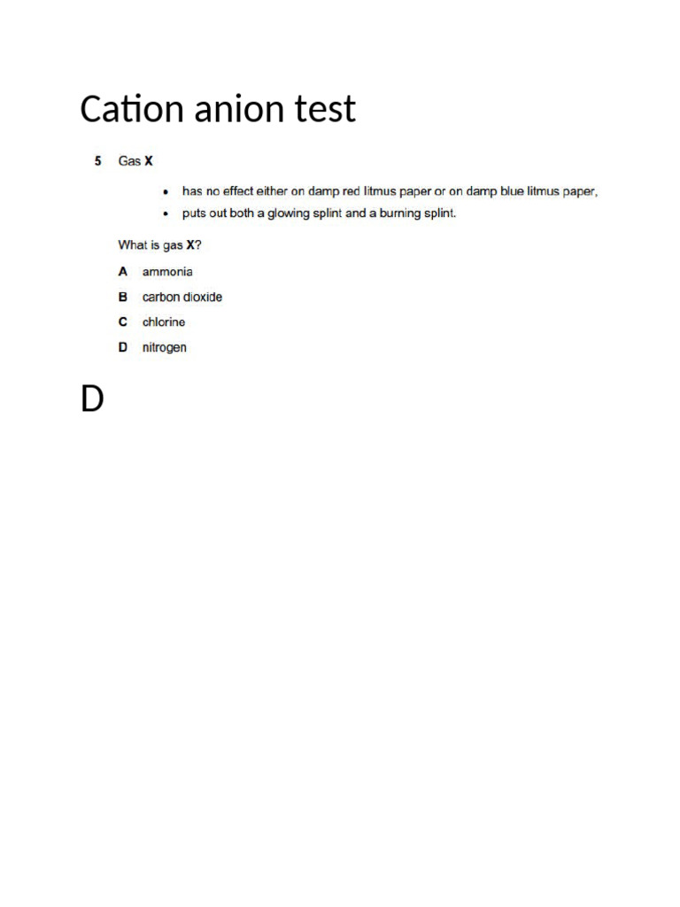 Cation Anion Test 5070 s 07 | PDF