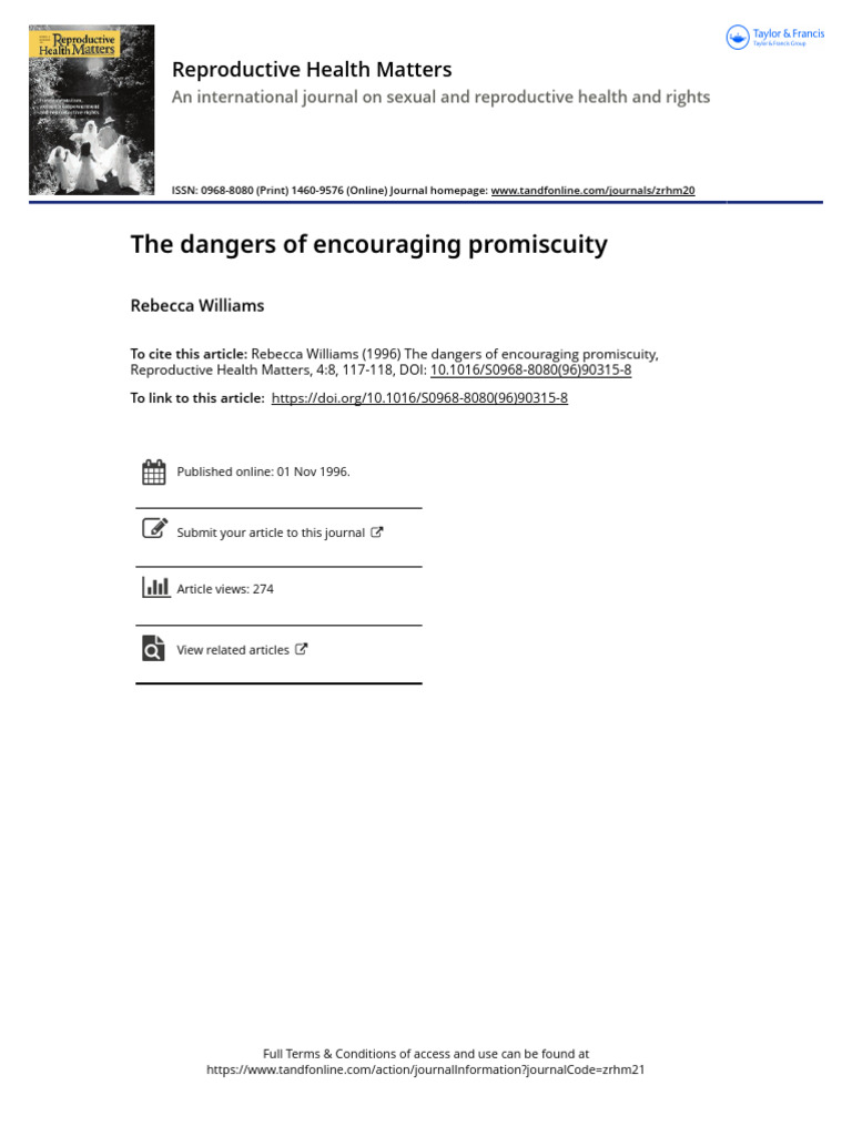 The Dangers of Encouraging Promiscuity | PDF | Birth Control | Sex ...