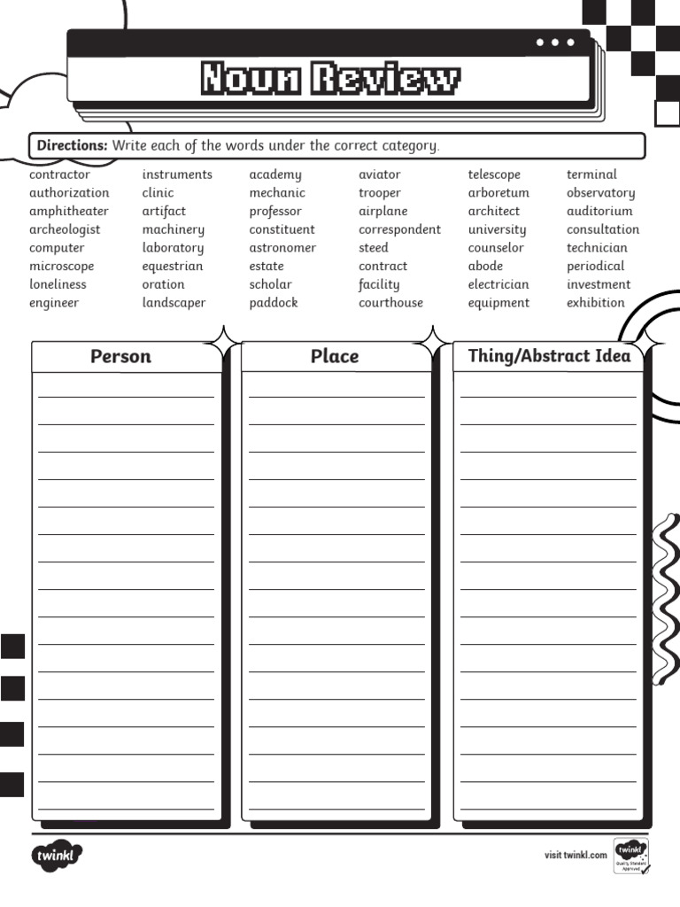 BW Eighth Grade Noun Review Activity | PDF