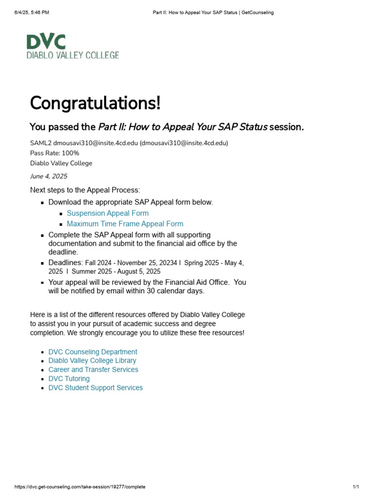 Part II - How To Appeal Your SAP Status - GetCounseling | PDF