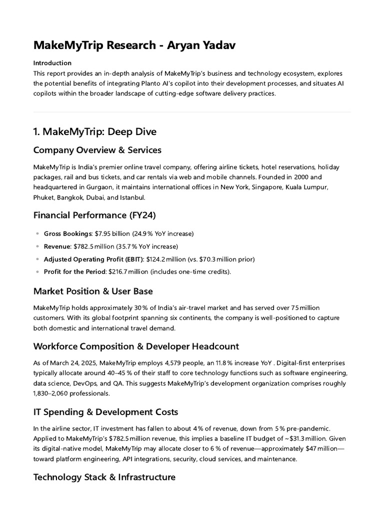 MakeMyTrip Research - Aryan Yadav | PDF | Artificial Intelligence | Intelligence (AI) & Semantics