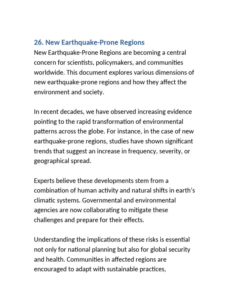 026 New Earthquake-Prone Regions | PDF