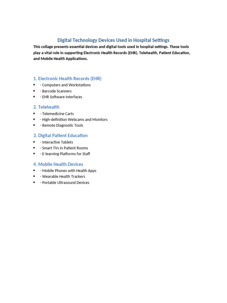 Hospital Digital Technology Collage | PDF