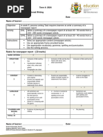 Grade 4 Writing Task 4 Term 2 2024 | PDF | Human Communication | Linguistics