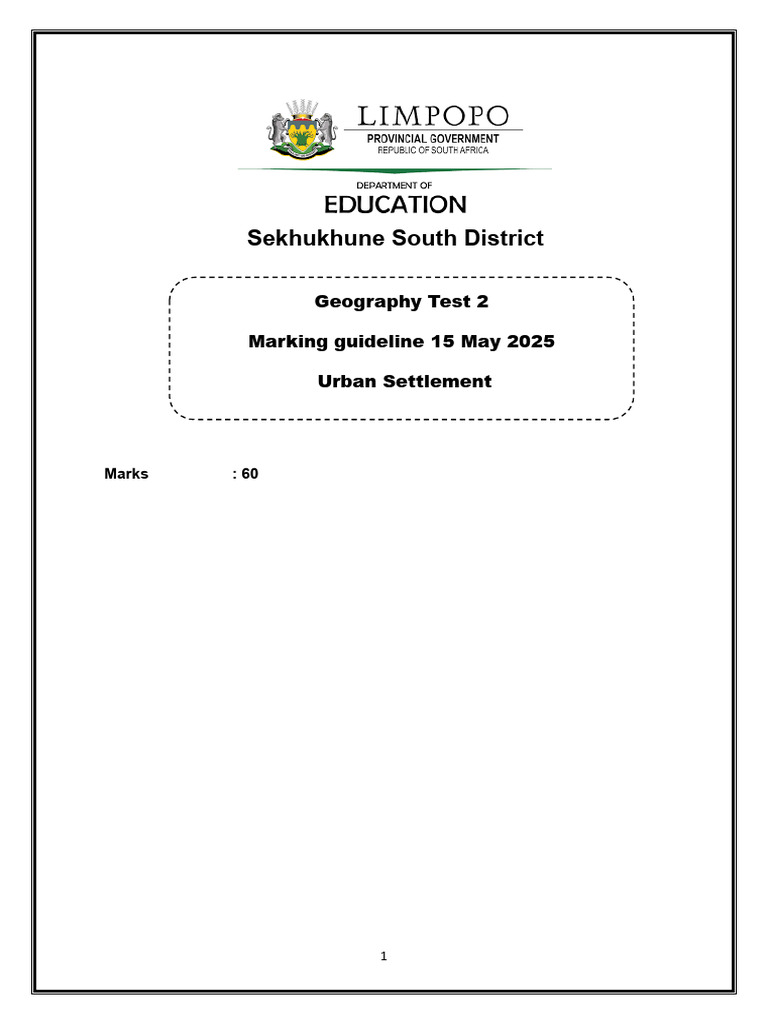 Geography Test: Urban Settlement Guide | PDF | Public Transport ...