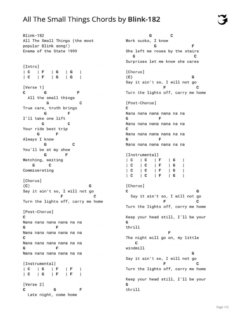 All The Small Things Chords | PDF