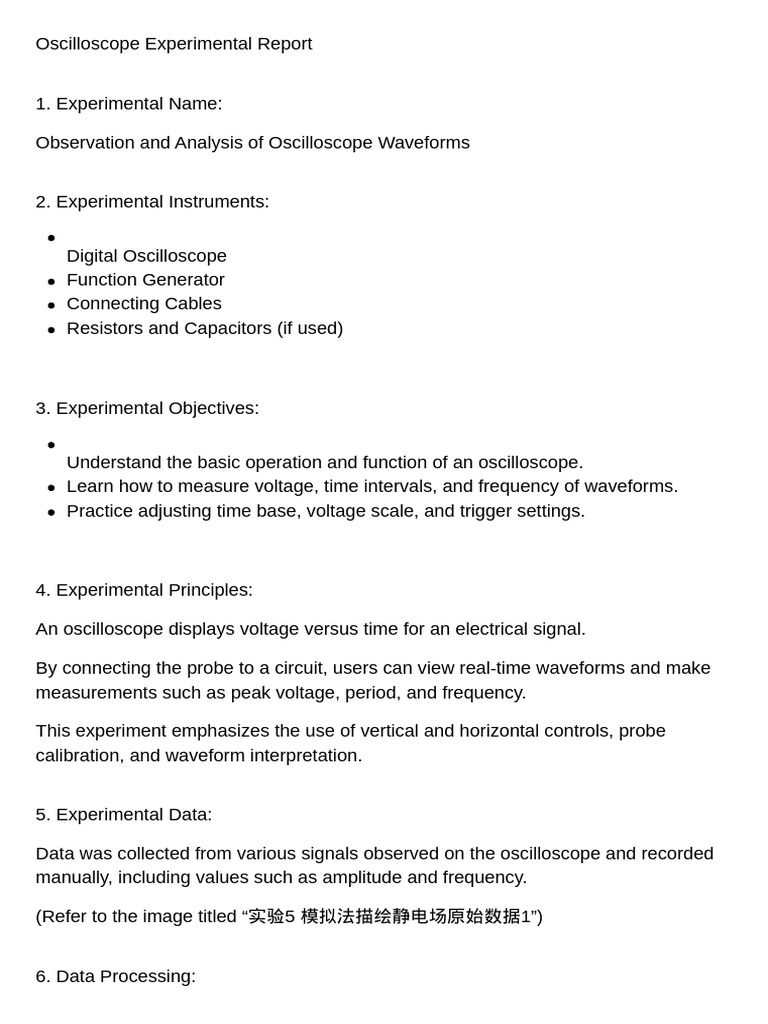 Oscilloscope Experimental Report PDF | PDF