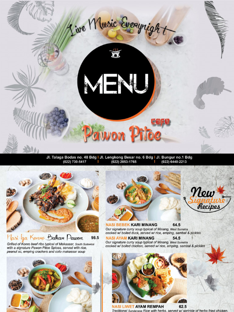 Menu Pawon Pitoe A'la Carte | PDF