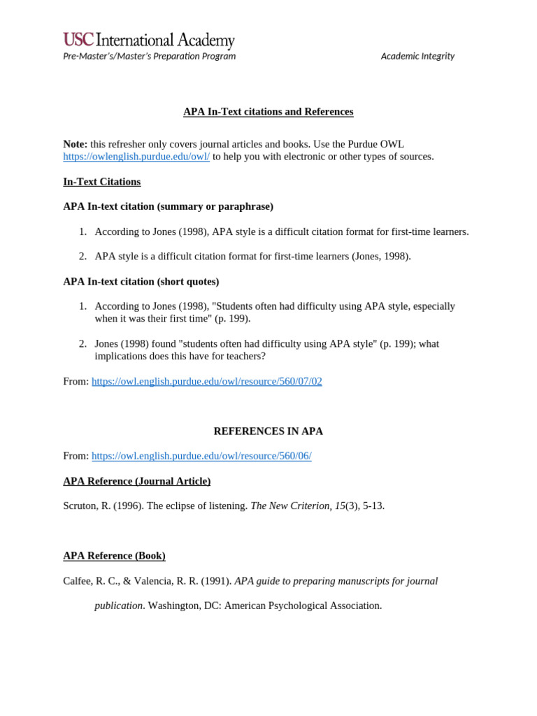 1 APA Refresher Citations Ref | PDF