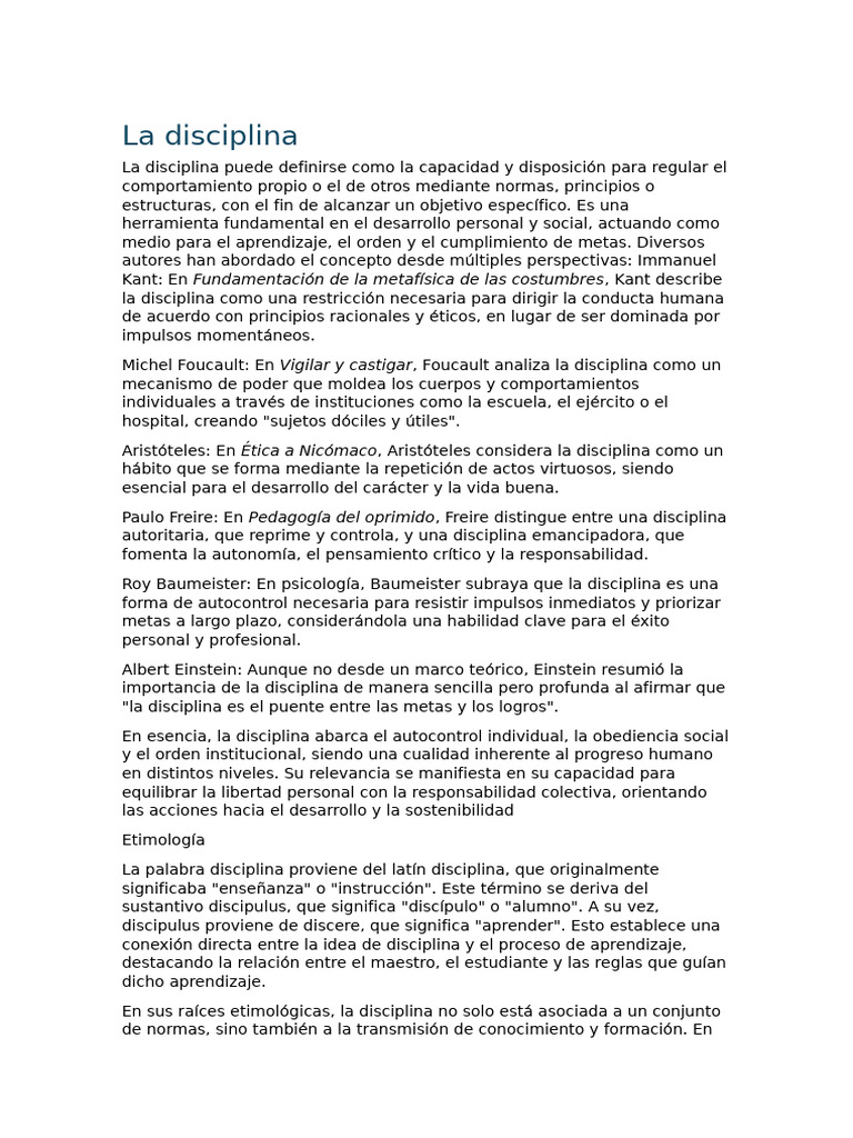 La Disciplina | PDF | Disciplinas | Aprendizaje