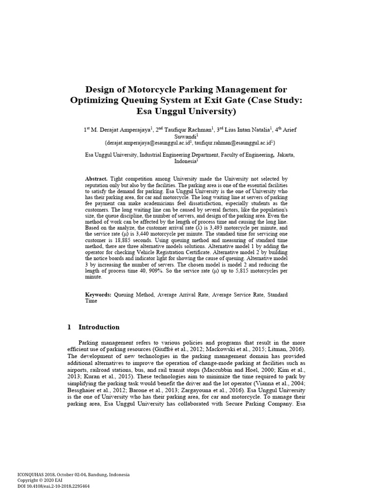 Motorcycle Parking Management Optimization | PDF