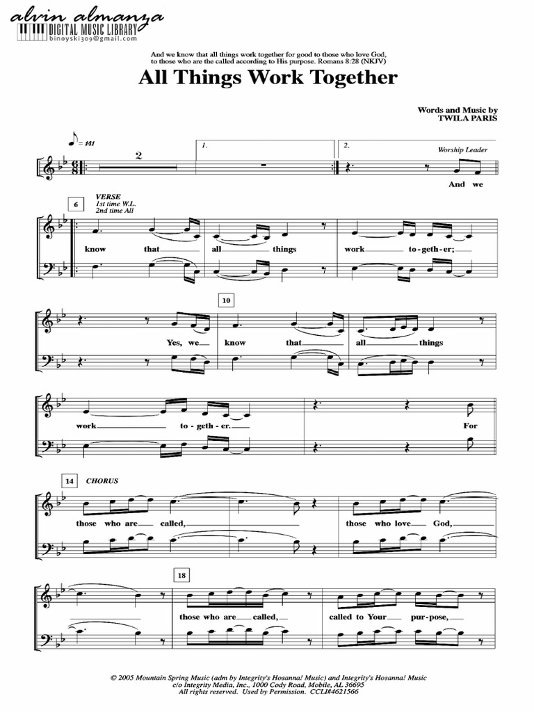 All Things Work Together - Parts | PDF
