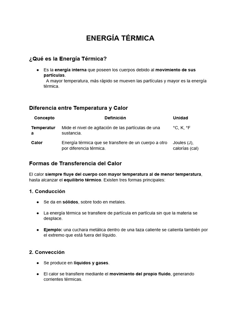 Guía Completa sobre Energía Térmica | PDF | Calor | Temperatura