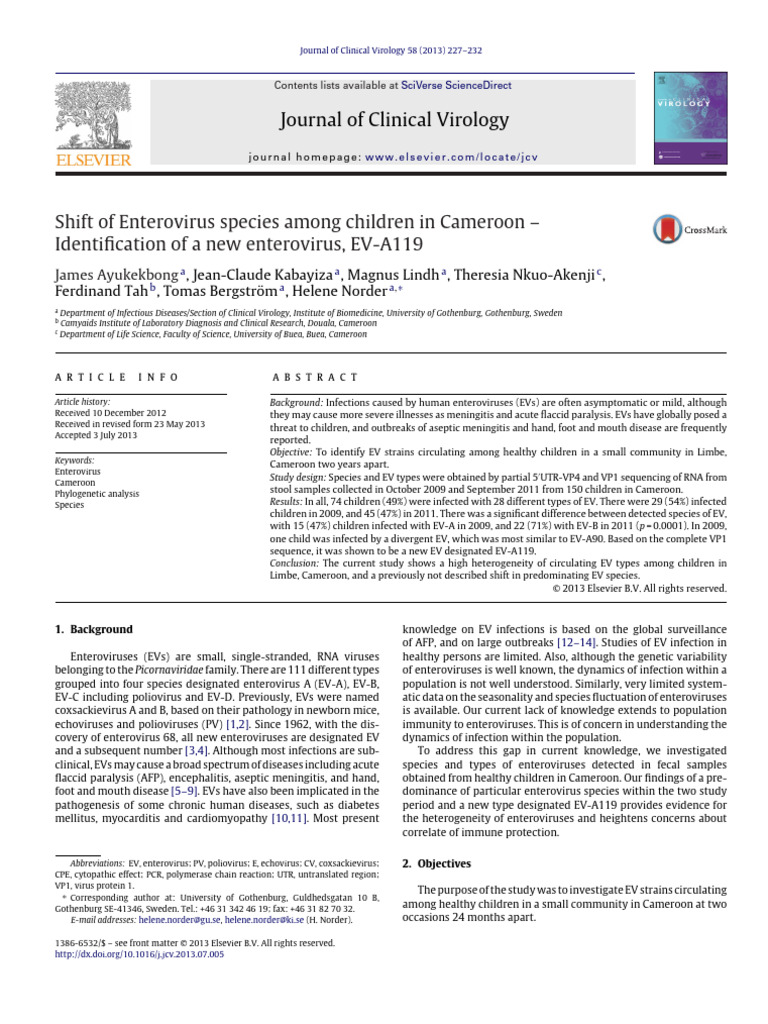 Ayukekbong Et Al. - 2013 - Shift of Enterovirus Species Among Children ...
