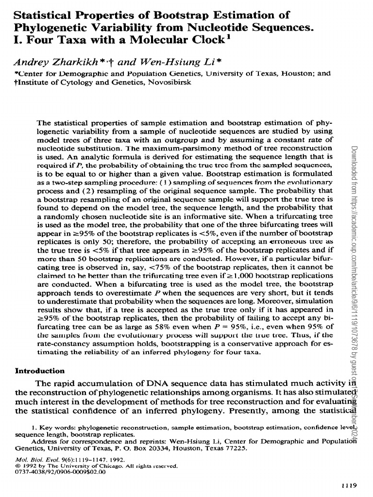 1992 - Statistical Properties of Bootstrap Estimation of Phylogenetic Variability From ...