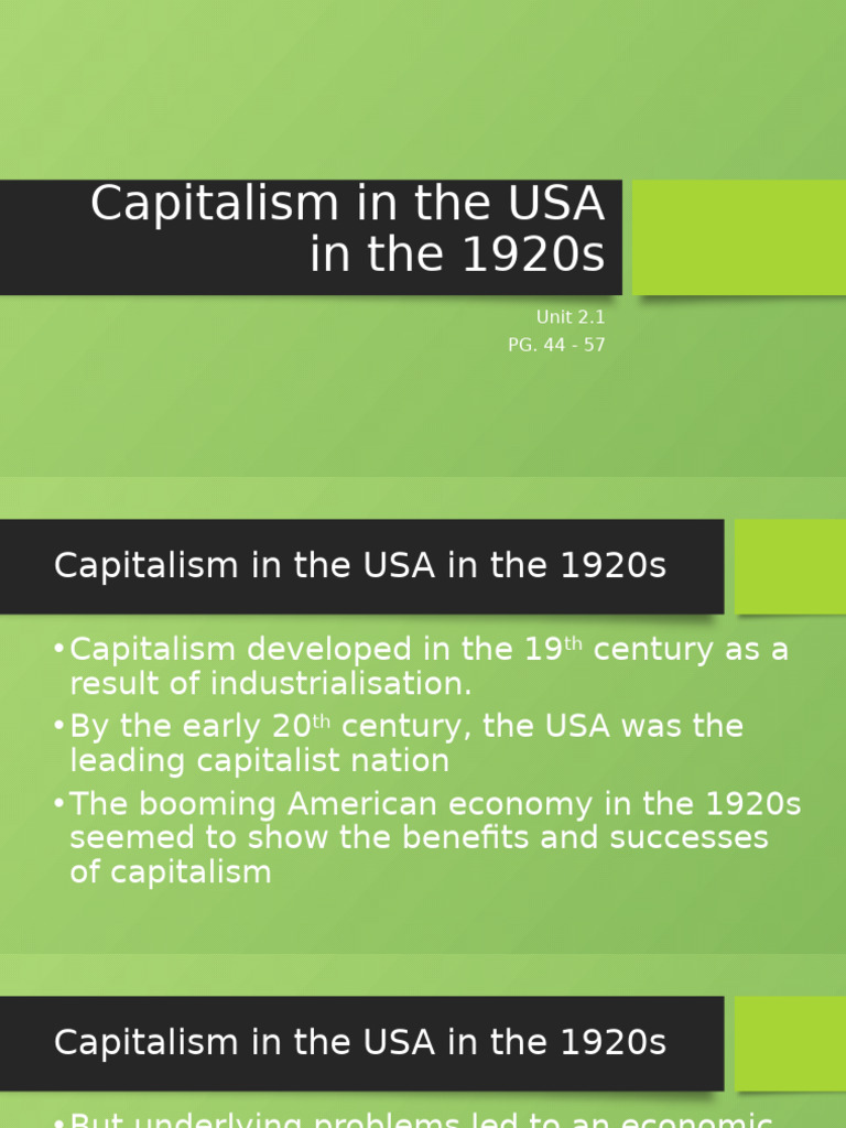 Capitalism in 1920s America: Boom & Crisis | PDF | Capitalism ...
