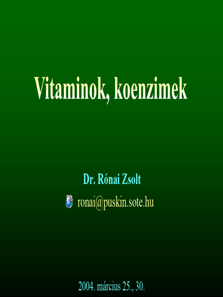 Vitaminok, Koenzimek | PDF