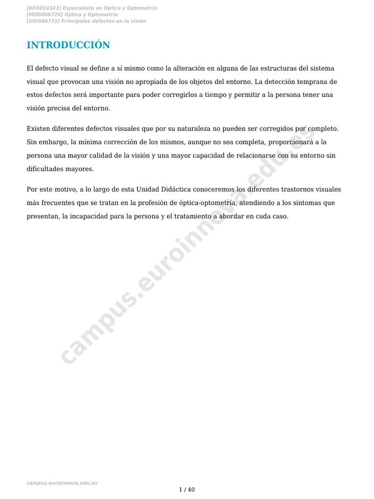 Principales defectos de la visión | PDF | Ojo humano | Miopía