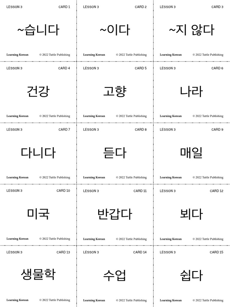 Korean Language Learning Cards | PDF | Publishing Companies