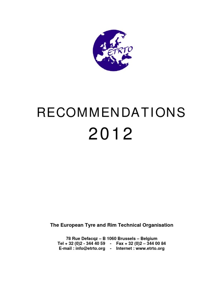 2012 Etrto Recommendations | PDF | Tire | Ozone
