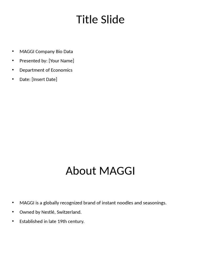 MAGGI Bio Data Presentation | PDF | Brand | Business Economics
