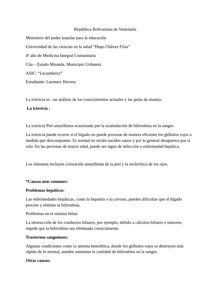 Ictericia: Causas y Clasificación Médica | PDF | Bilis | Medicina CLINICA