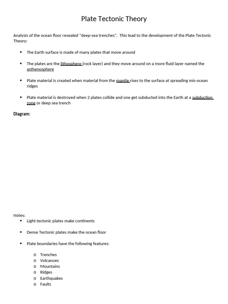 Plate Tectonic Theory Notes | PDF