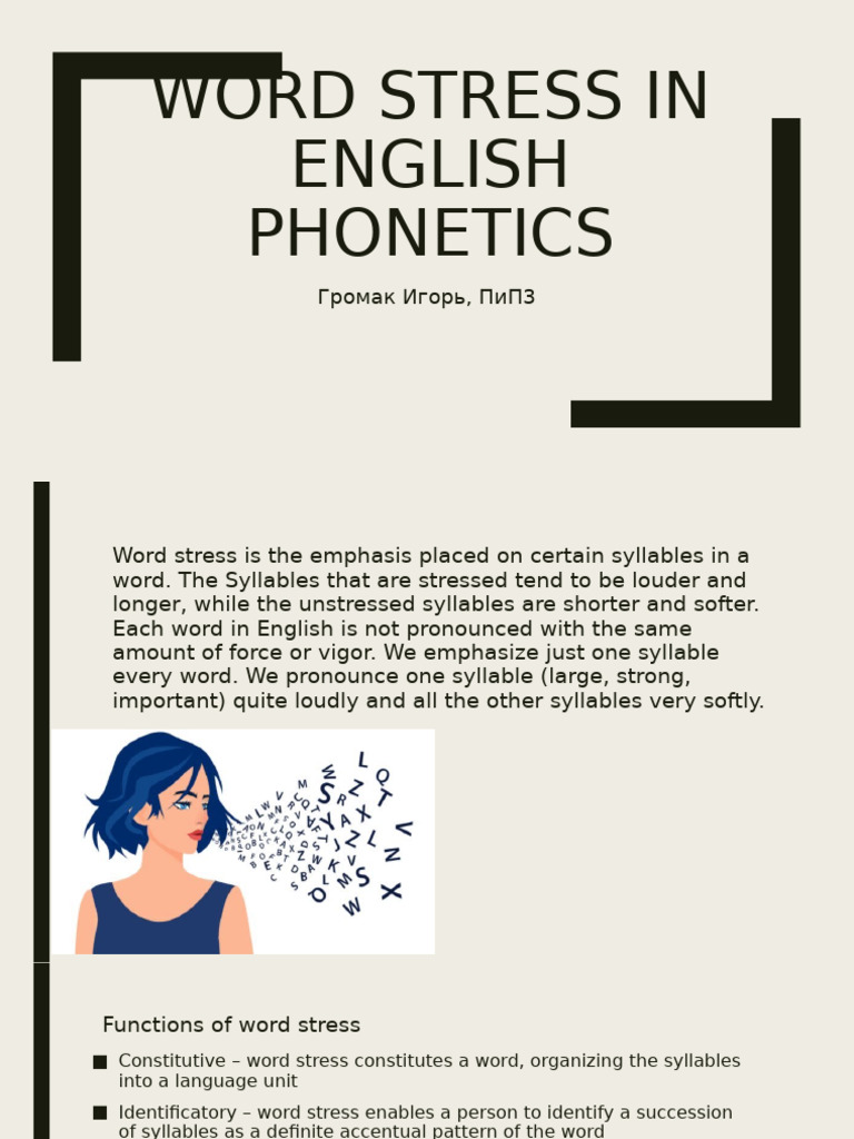 Word Stress in English Phonetics Real | PDF