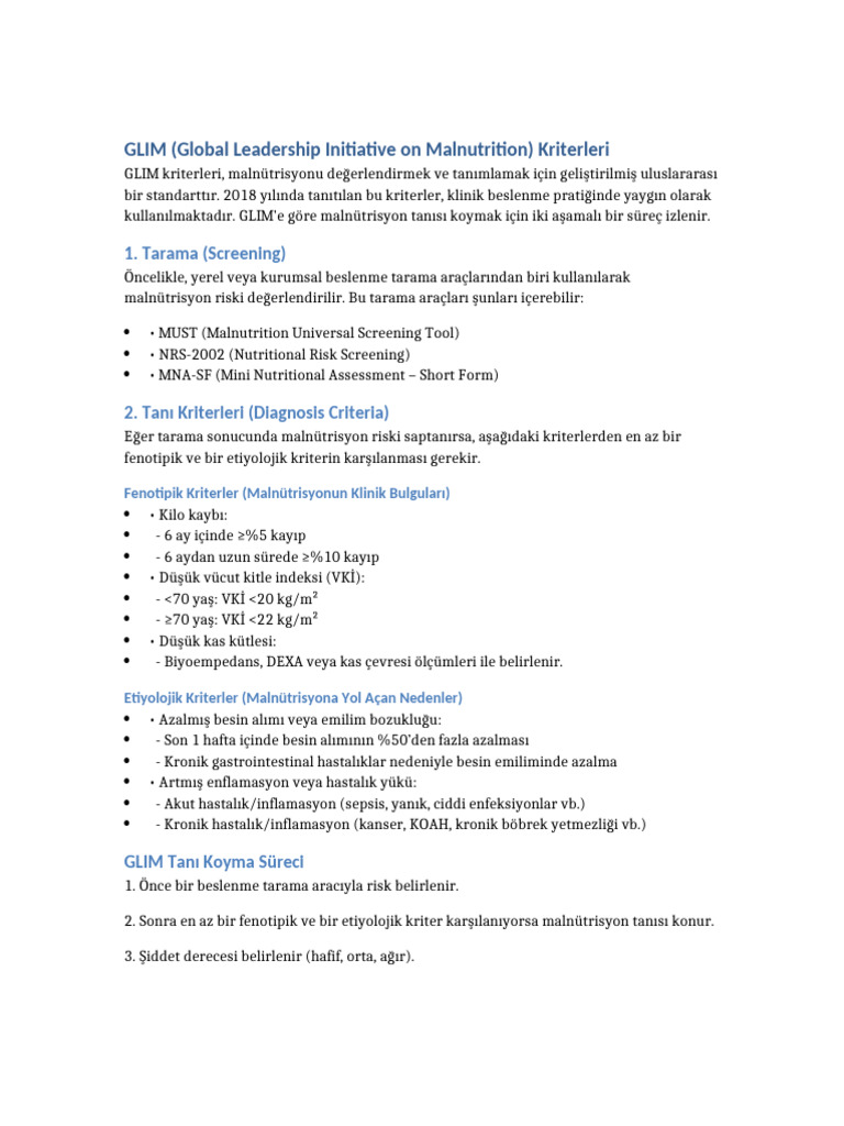 GLIM Kriterleri | PDF