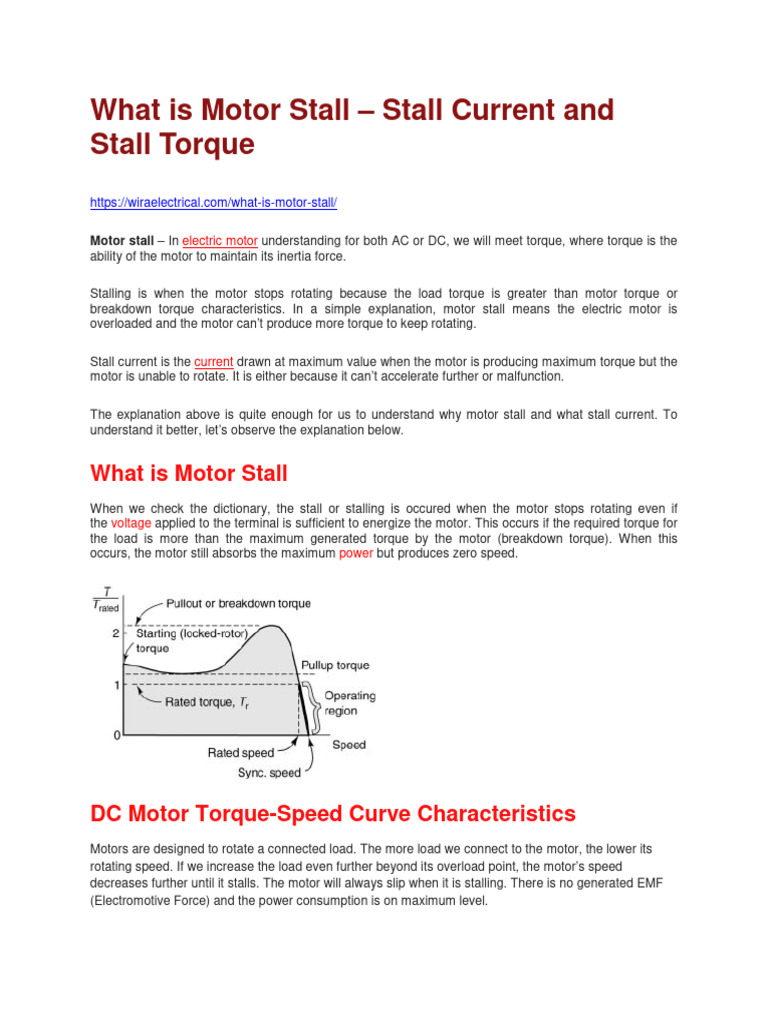 What Is Motor Stall | PDF | Electric Motor | Electrical Equipment