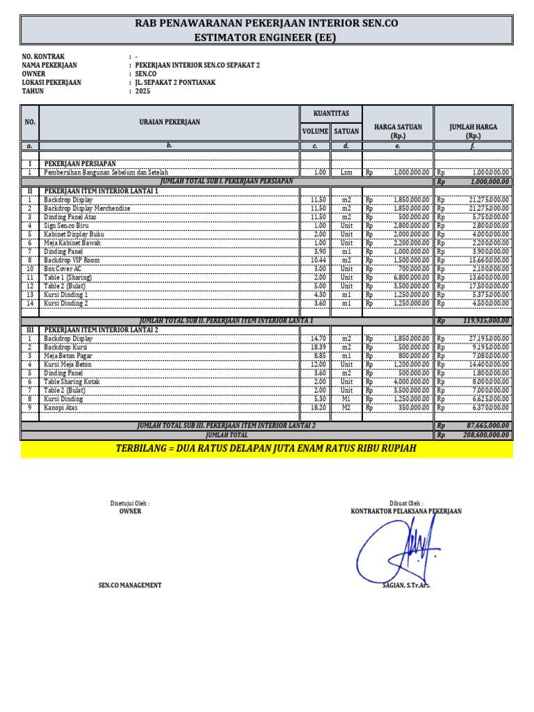 Ee Penawaran Interior Sen - Co | PDF