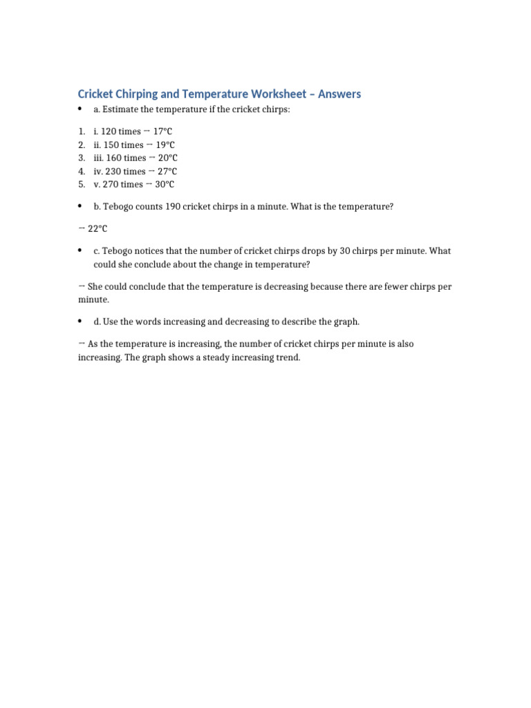 Cricket Chirping Temperature Correlation | PDF