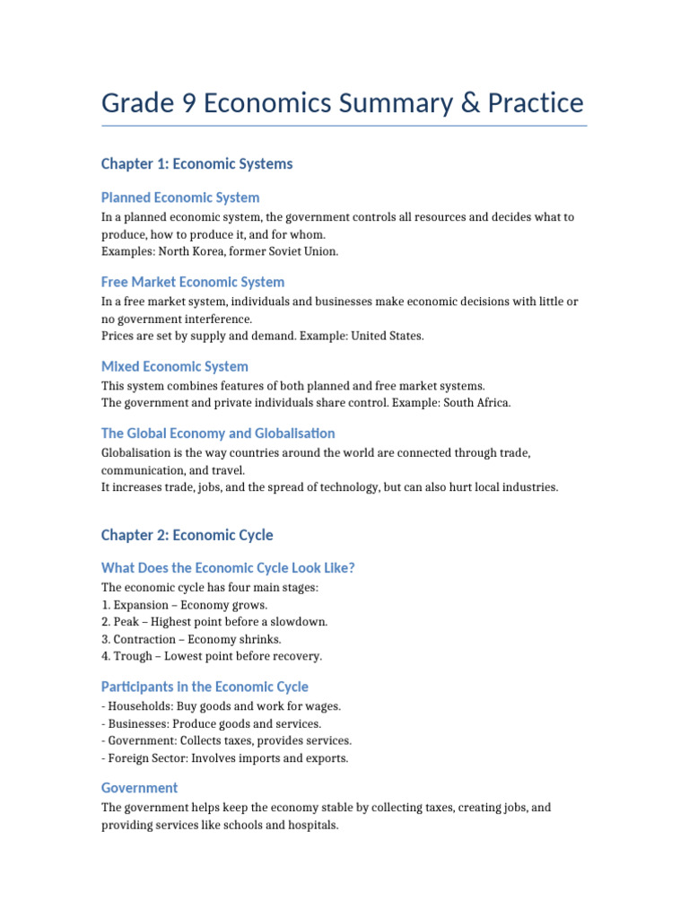 Grade9 Economics Complete Summary REBUILD | PDF | Demand | Supply ...