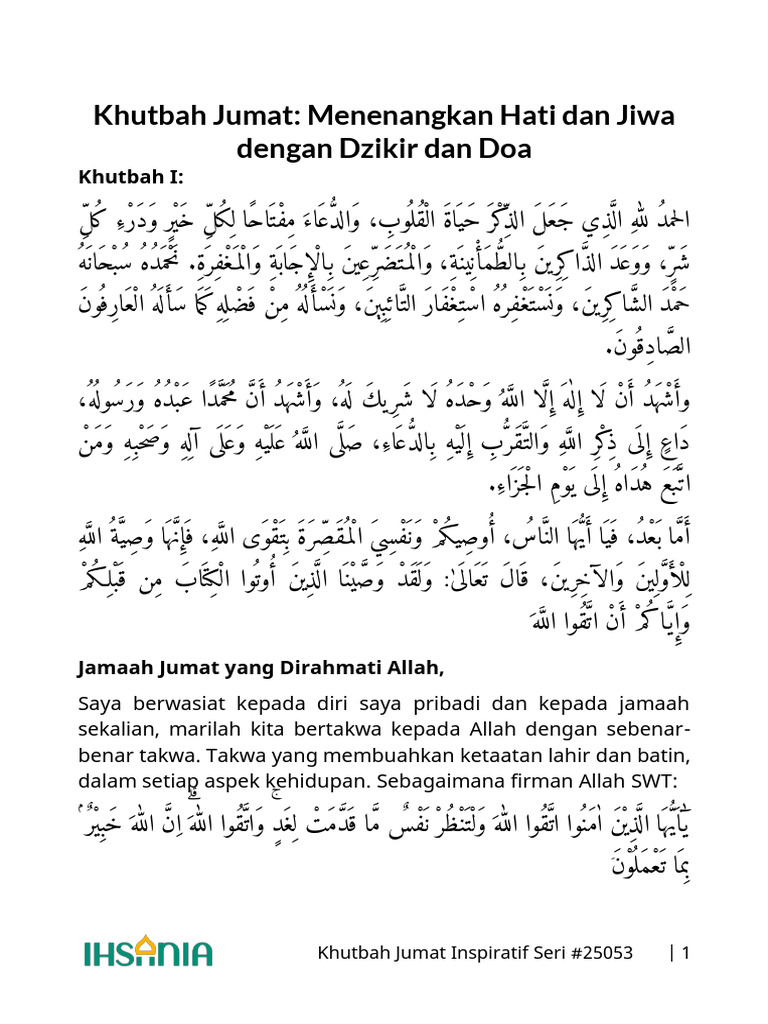 Dzikir dan Doa untuk Ketenangan Hati | PDF