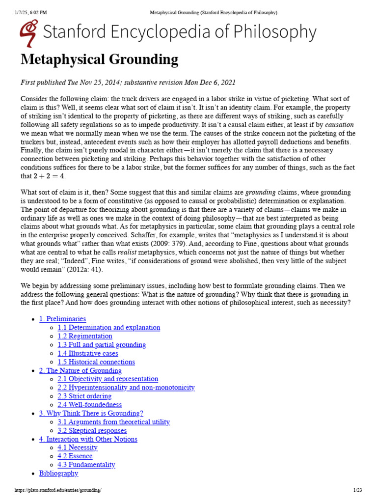 Understanding Metaphysical Grounding | PDF | Metaphysics | Causality