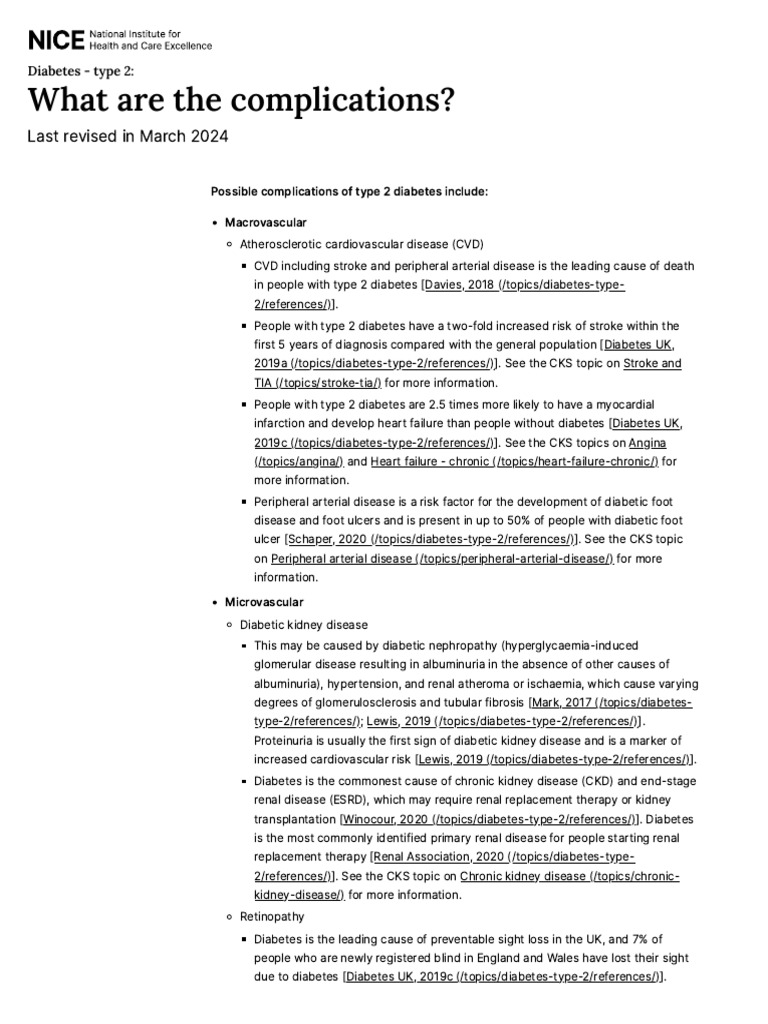 Complications - Background Information - Diabetes - Type 2 - CKS - NICE ...