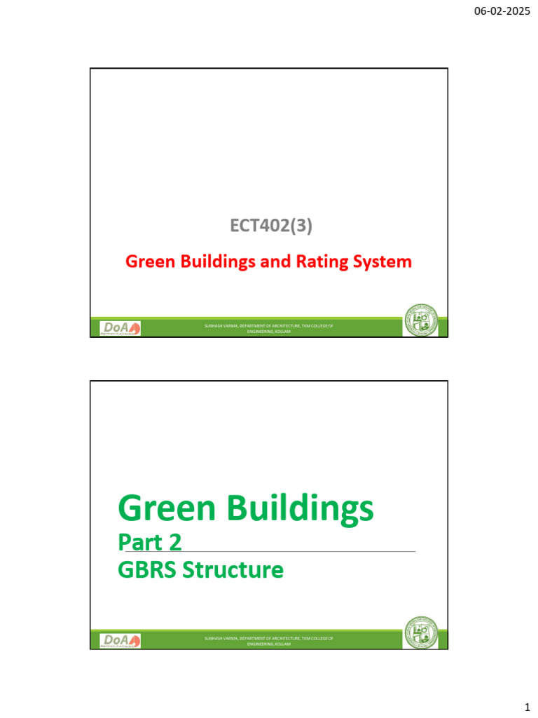 Green Buildings & Rating Systems - ECT402 (3) - Module 3 - GBRS 2 | PDF ...