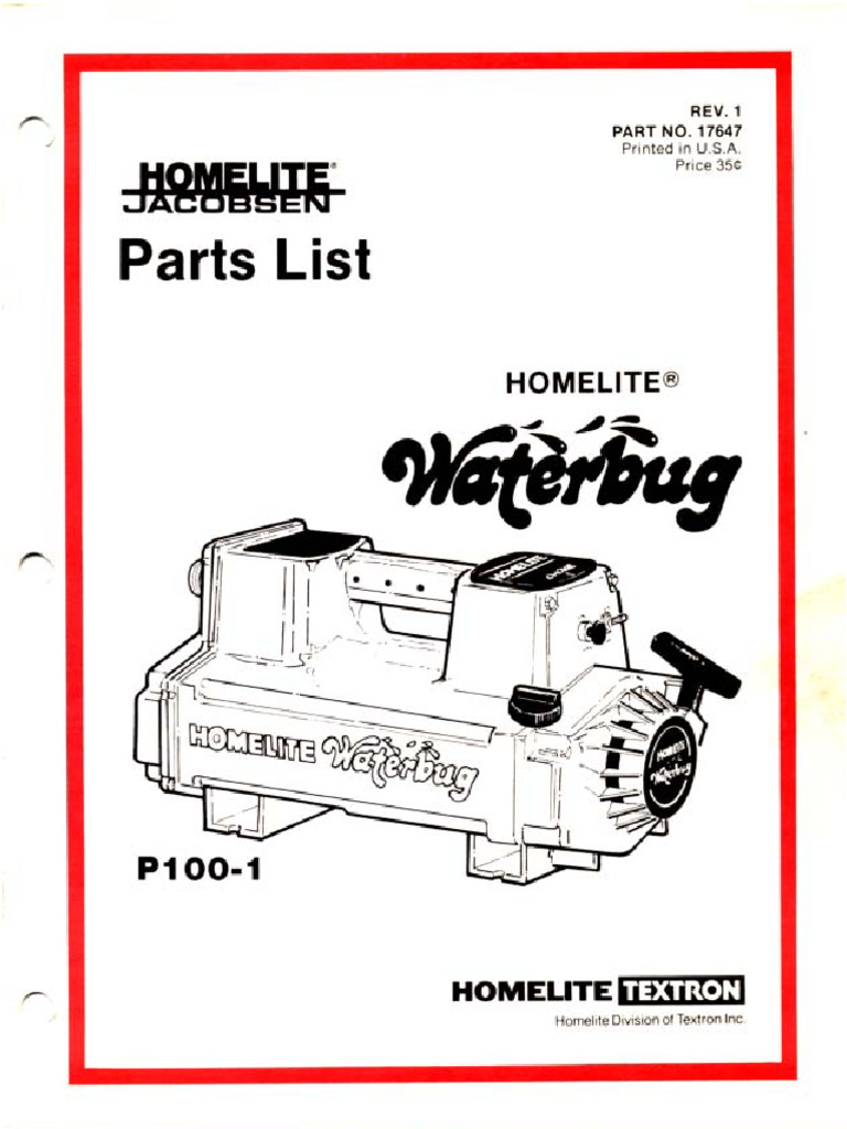 Homelite Waterbug P100-1 | PDF