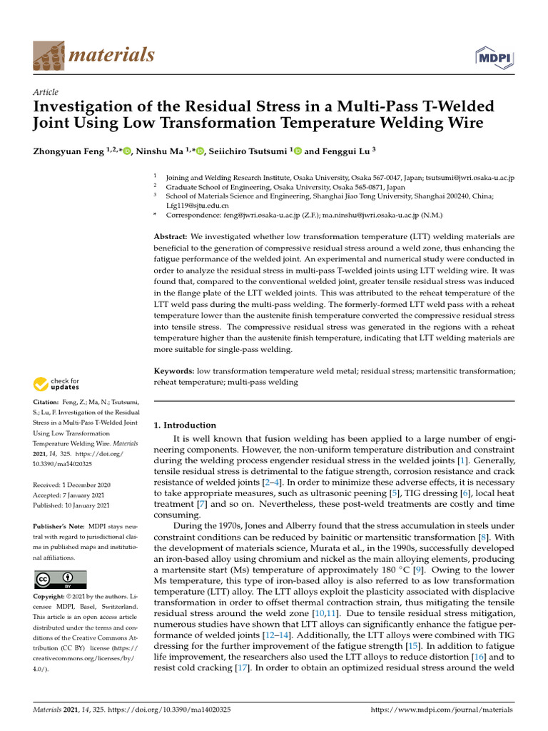 Investigation of The Residual Stress in A Multi-Pass T-Welded | PDF | Thermal Expansion | Welding