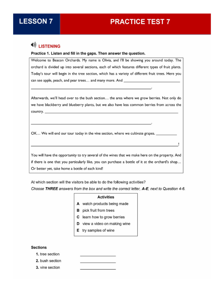 FO3.11 - Lesson 7 - Listening | PDF