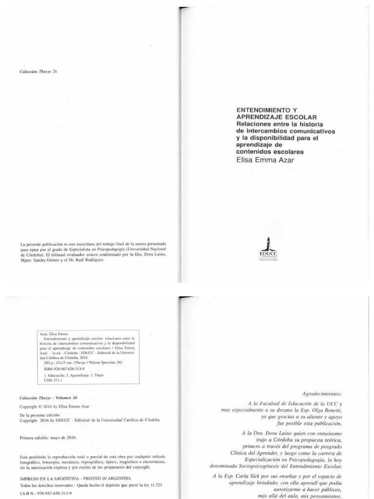 9 - Entendimiento y Aprendizaje Escolar - Elisa Emma Azar - Cap 3 | PDF