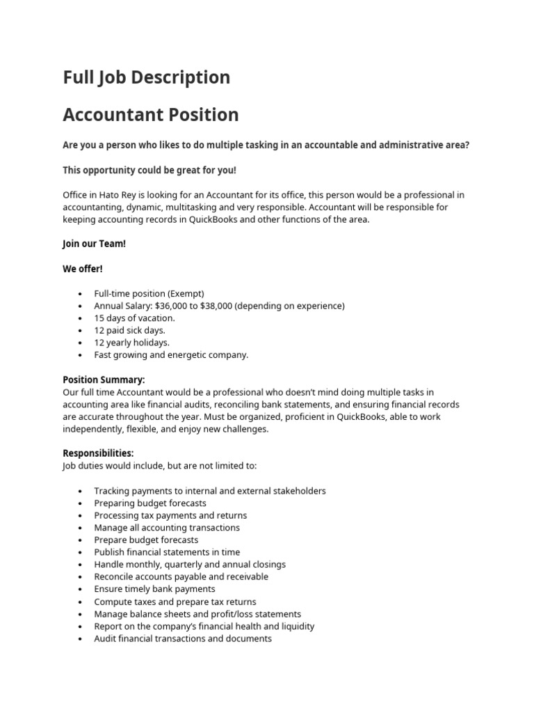 Accountant Job Description | PDF