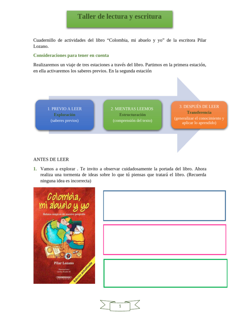 Cuadernillo de Actividades Del Libro (En El Suelo Del Cielo) | PDF ...