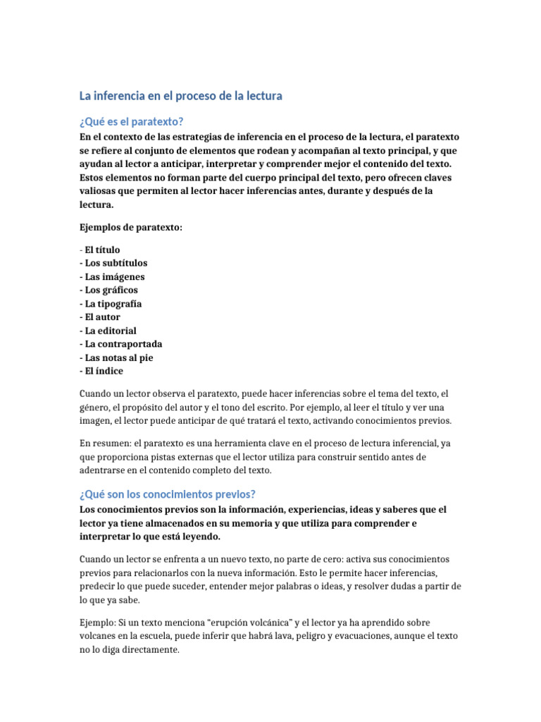 Inferencia en El Proceso de La Lectura | PDF | Hipótesis | Ciencia ...